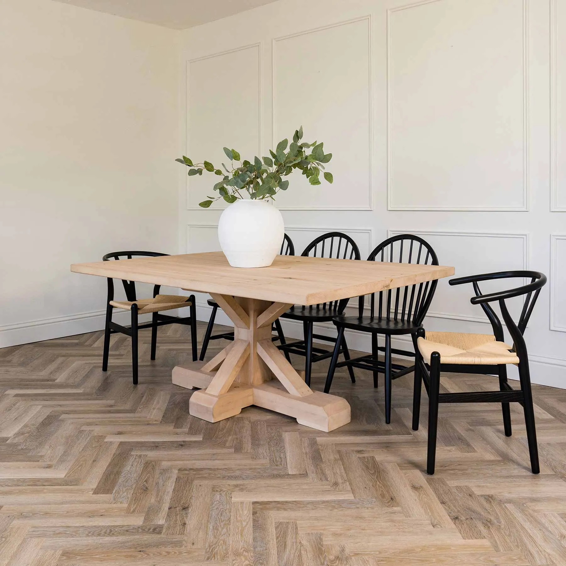 Heritage Pedestal Dining Table with Rustic Pine Top - Made in the Cellar