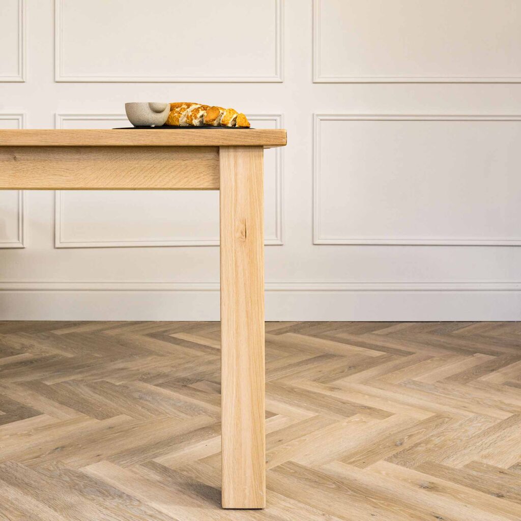 Solid Oak Square Leg Dining Table - Made in the Cellar